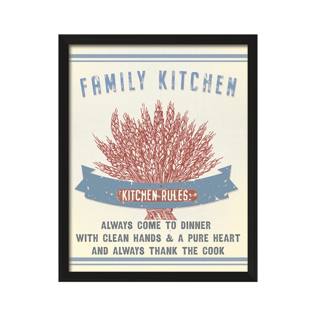 Family Country Kitchen Rules - Art Print - Etsy