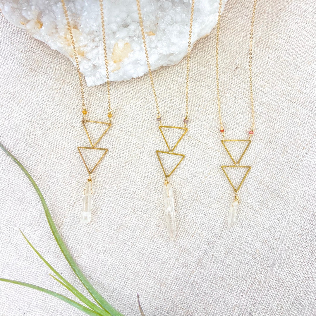 Divine Feminine Triangle Quartz Crystal Necklace - Etsy