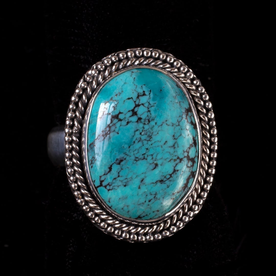 Large Sterling Silver Turquoise Statement Ring: Handcrafted Balinese Style Boho Jewelry—athena ...