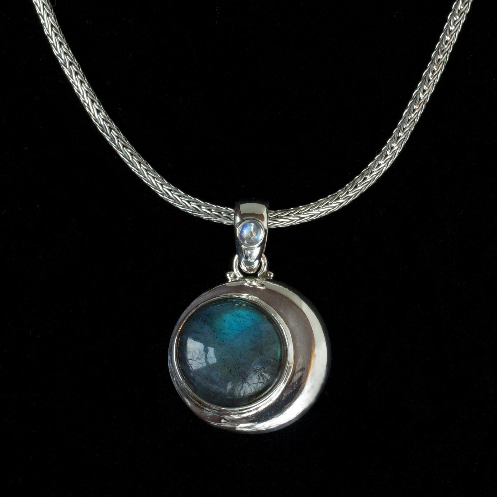 Labradorite Crescent Moon Necklace: Sterling Silver Celestial Gemstone ...