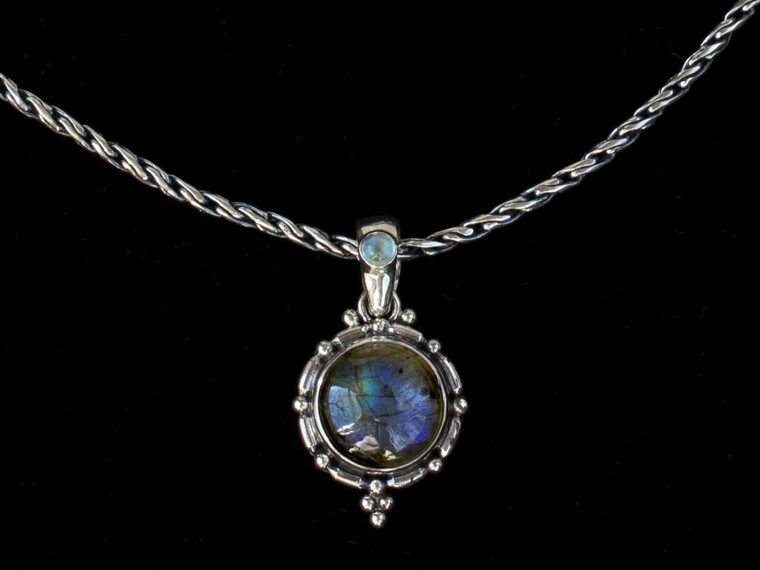 Sterling Silver Labradorite Necklace: Handmade Balinese Style Gemstone ...