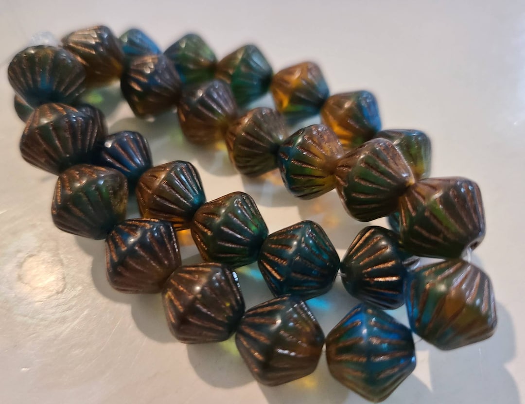 Six 11mm Bicone Shape Fluted Czech Glass Beads - Etsy