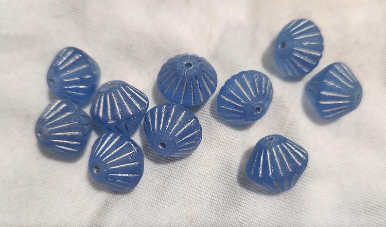Eight 10mm Bicone Shape Czech Glass Beads in Translucent Blue With ...