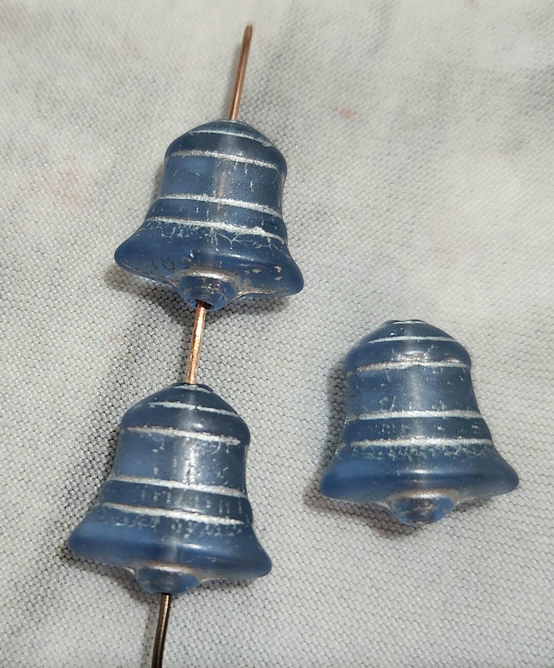 Four 14x13mm Bell Shape Czech Glass Beads in Translucent Blue - Etsy