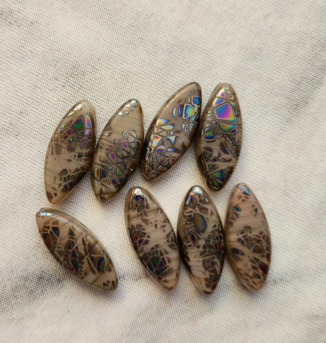 Eight Spindle Shape 18x7mm is Light Brown With Metallic Wash - Etsy