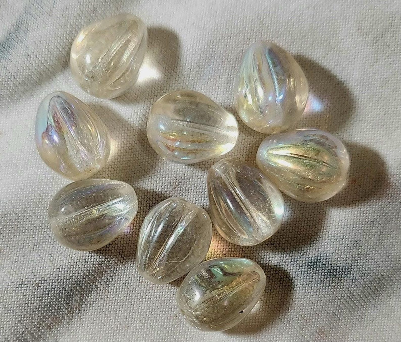 Four 11x9mm Pear Shape Czech Glass Beads in Pale Yellow - Etsy