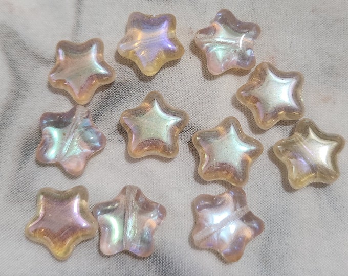 Eight 12mm Flat Star Shape Czech Glass Beads - Etsy