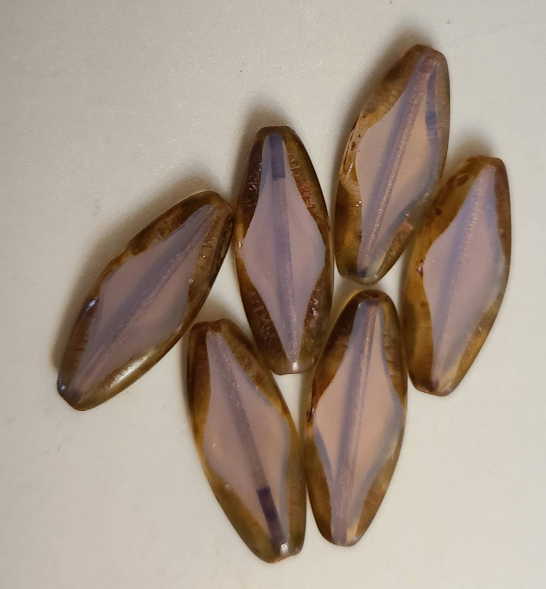 Six Spindle Shape 25x10mm Translucent Purple Czech Glass Beads - Etsy