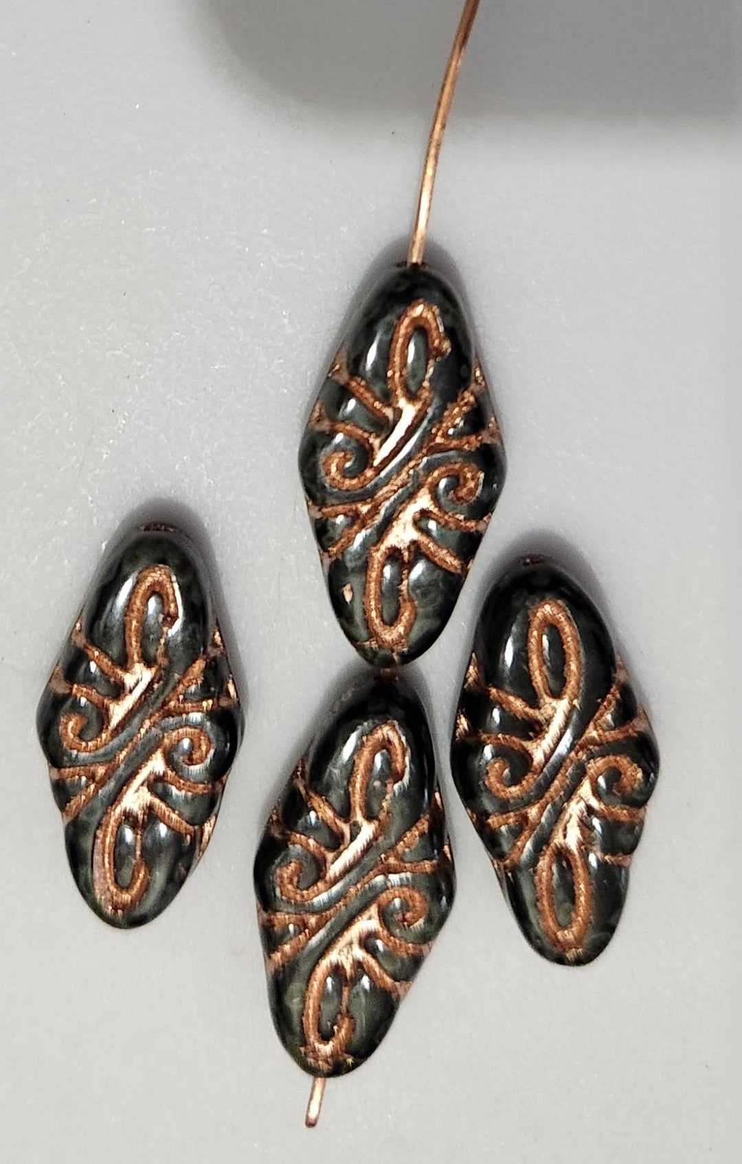 Four Arabesque 19x9mm Czech Glass Beads - Etsy