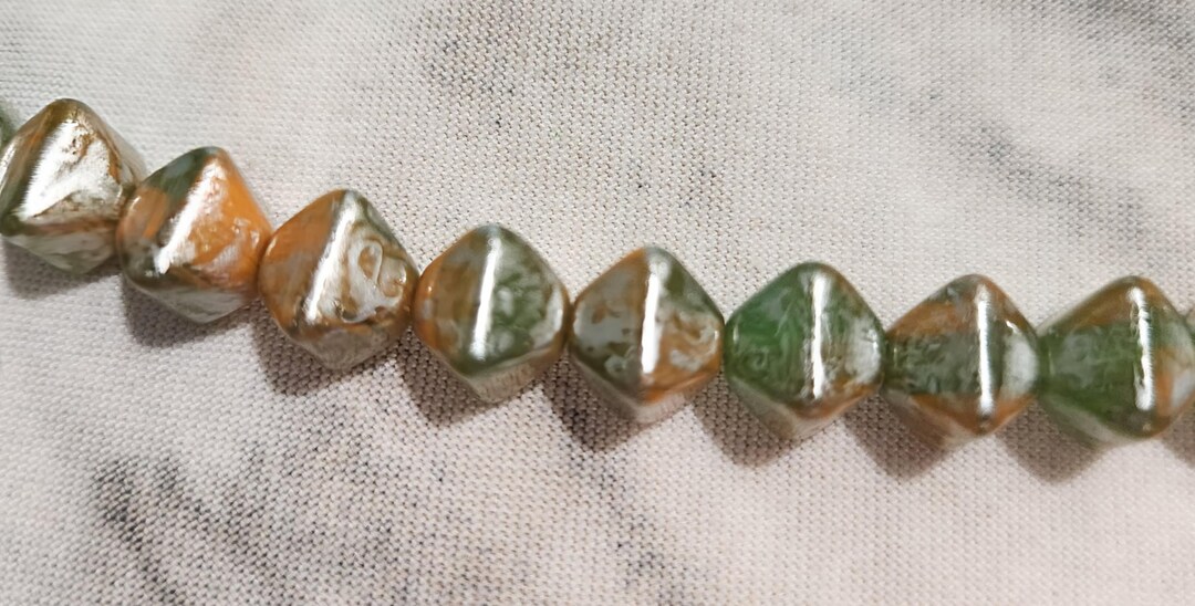 Ten 8x10mm Bicone Shape Czech Glass Beads in Mix Colors of Orange and ...