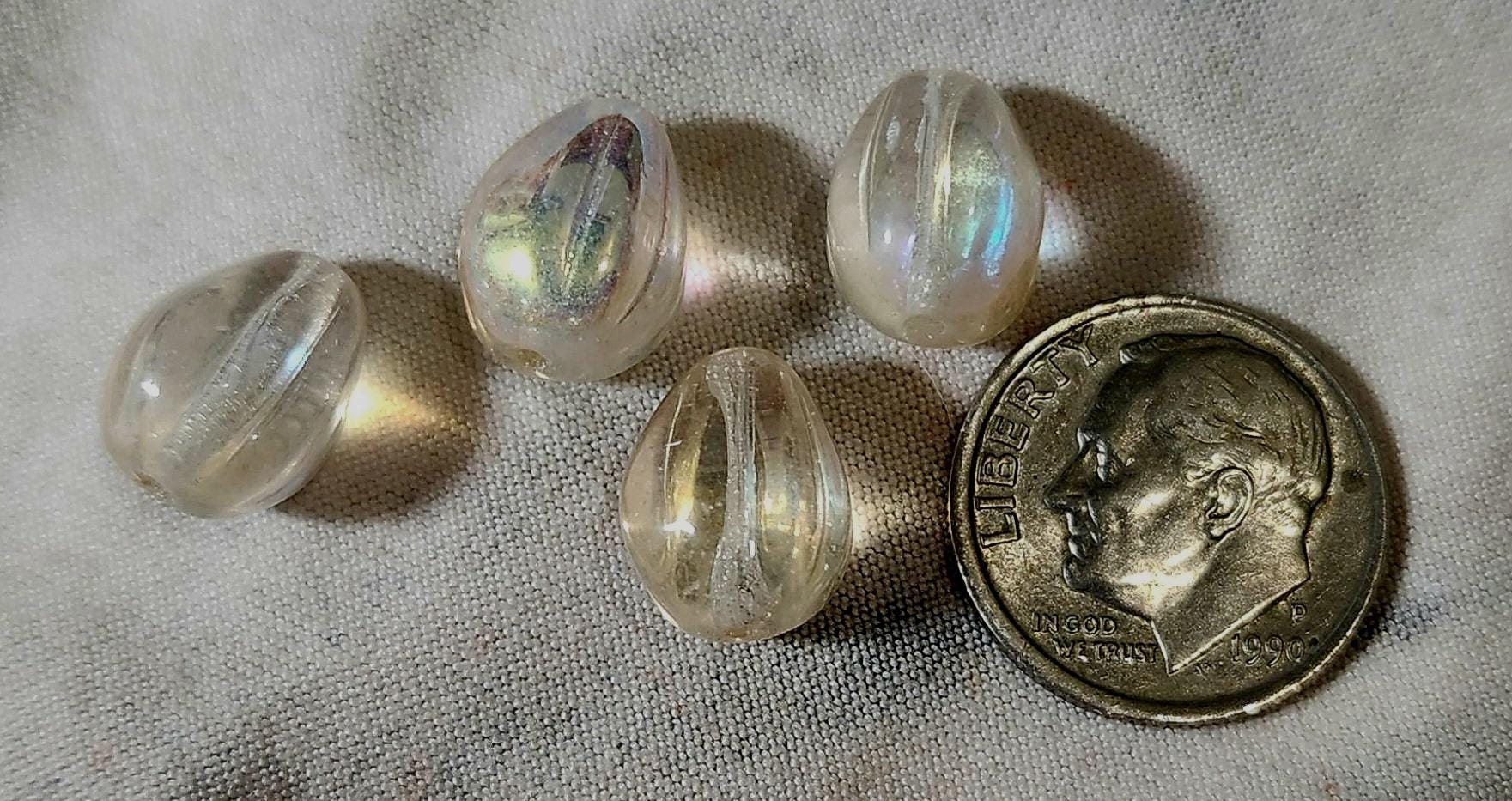 Four 11x9mm Pear Shape Czech Glass Beads in Pale Yellow - Etsy