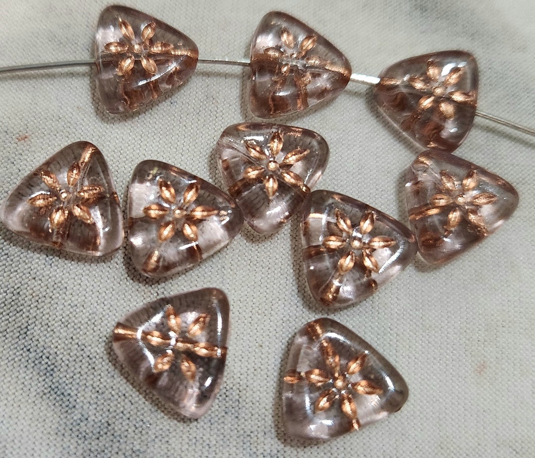 Ten Triangle Shape 10mm Translucent Pink Czech Glass Beads - Etsy