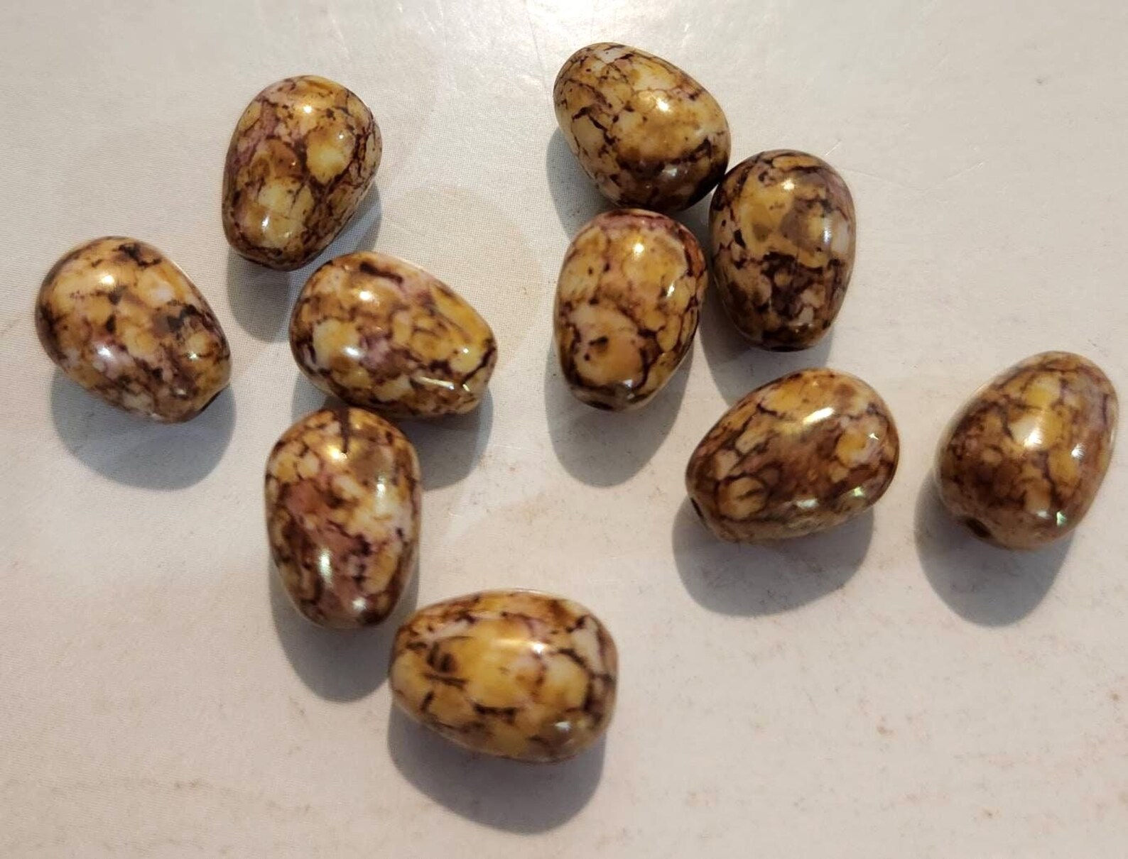 Four Pear Shape 10x8mm Czech Glass Beads in Ivory With Picasso Wash - Etsy