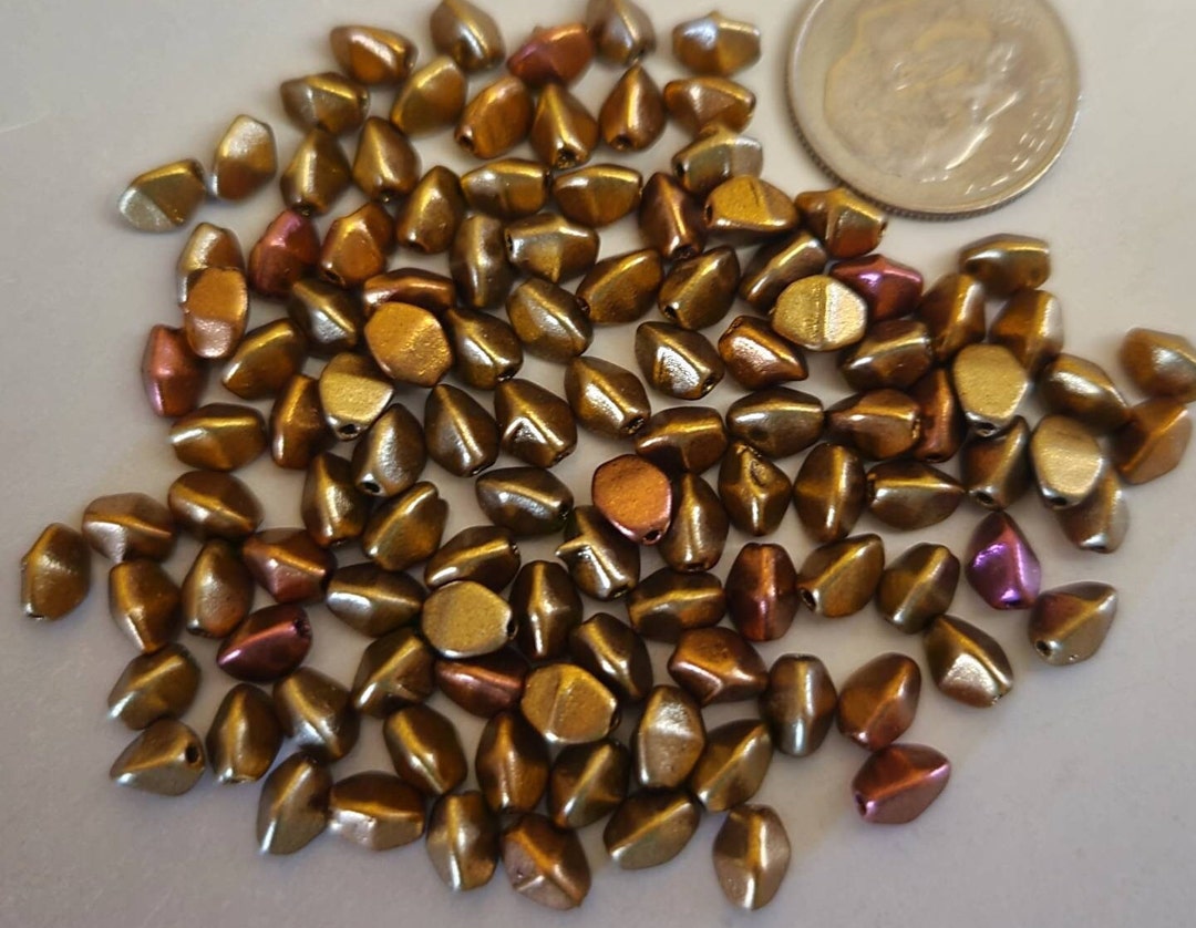 Thirty 5x5mm Pinched Shape Czech Glass Beads in Metallic Colors - Etsy