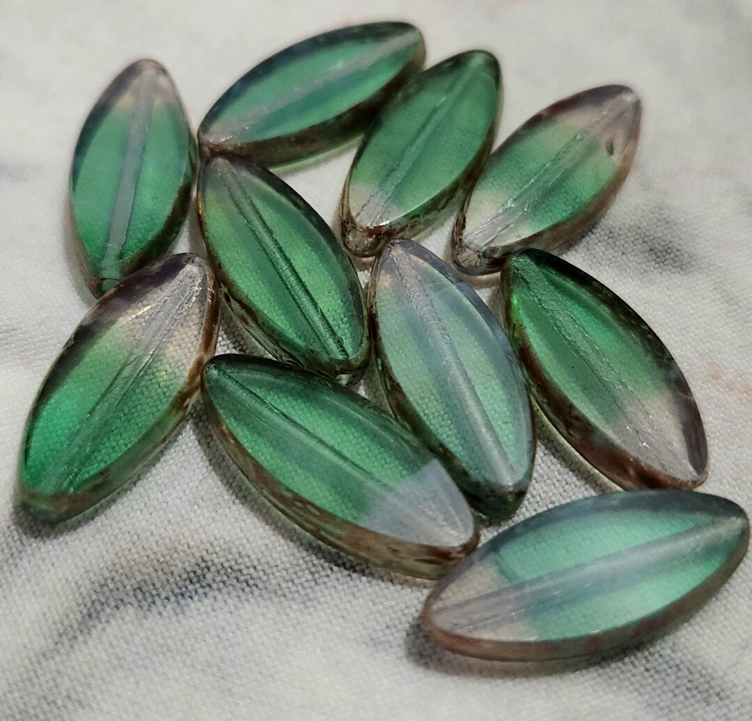 Six 18x7mm Spindle Shape Mix Translucent Czech Glass Beads - Etsy