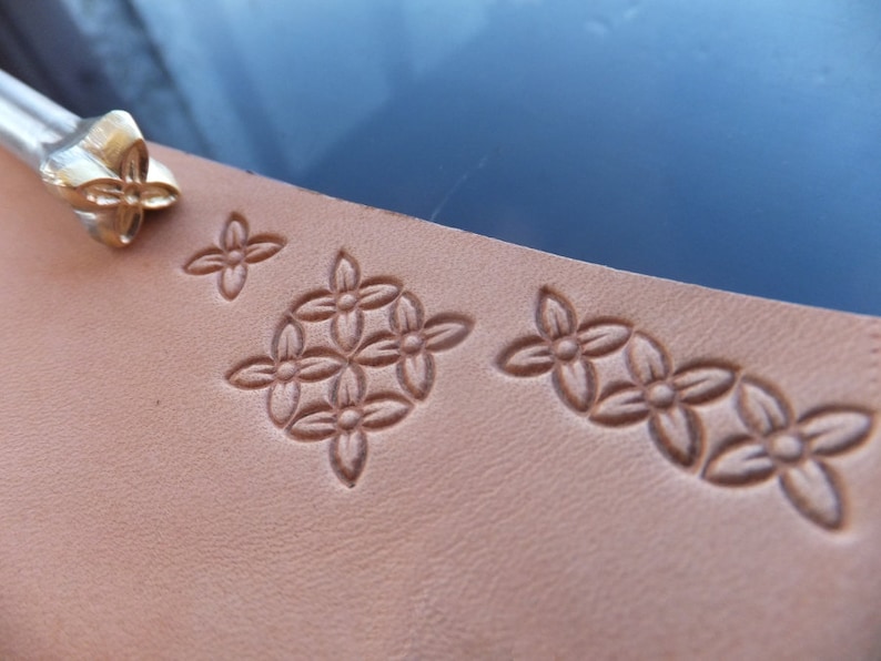 012-07 MINI Square Flower Leather Stamp Homemade Custom - Etsy