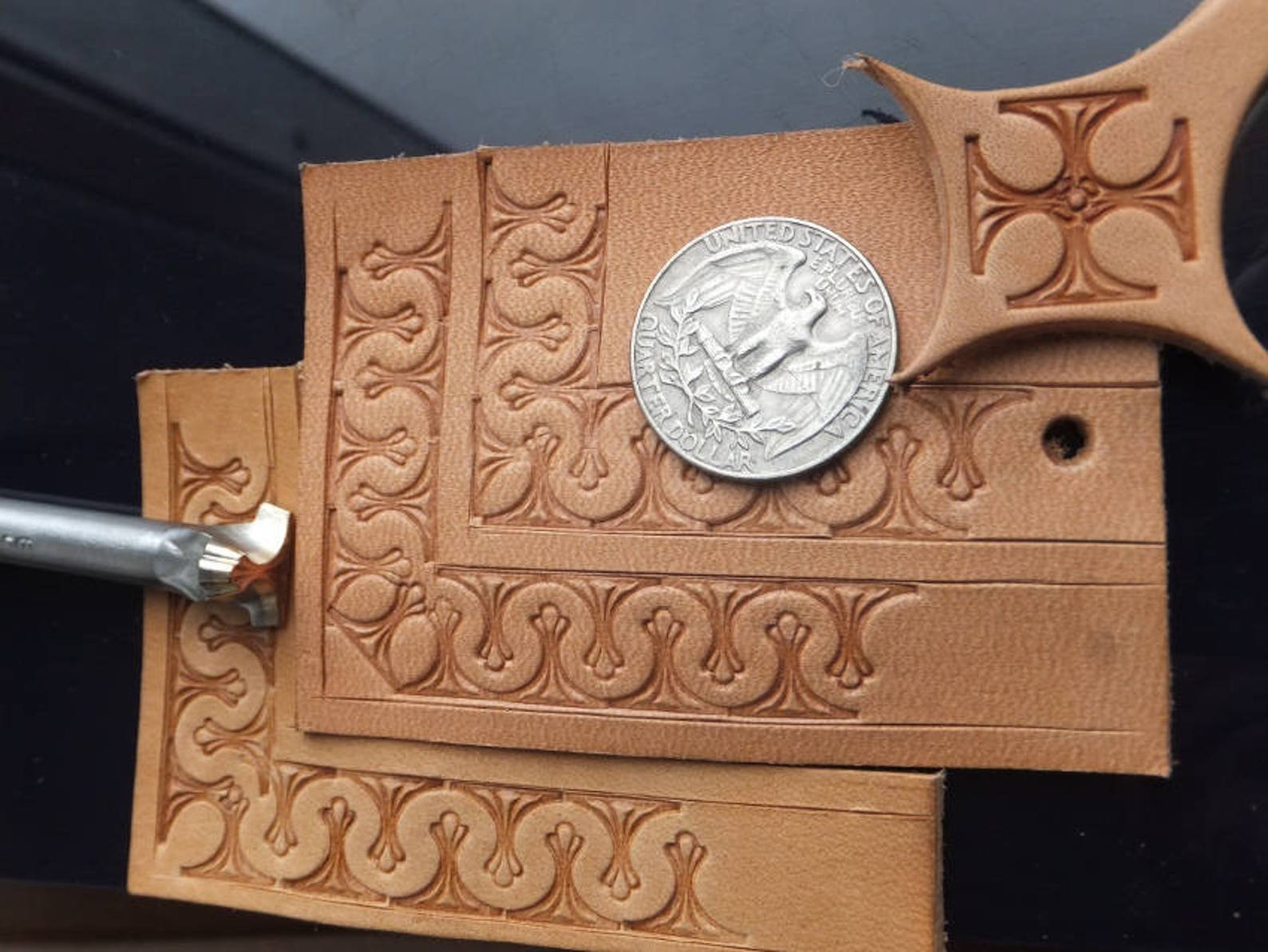 013-34 Small Floral Meander Leather Stamp Homemade Custom Saddlery Tool ...