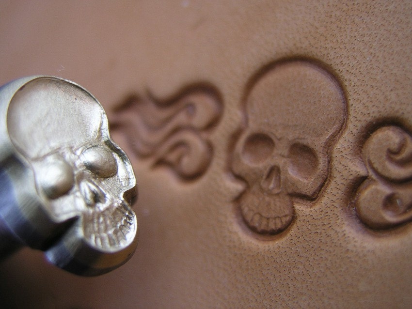 014-01 Skull Leather Stamp 17 X 11 Mm Saddlery Homemade Tool Punch 3D ...