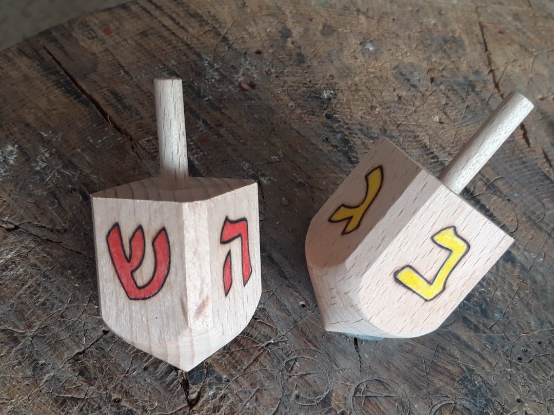 2 Pcs of Hand Painted Chanuka / Hannukkah DREIDEL Wooden Toy - Etsy