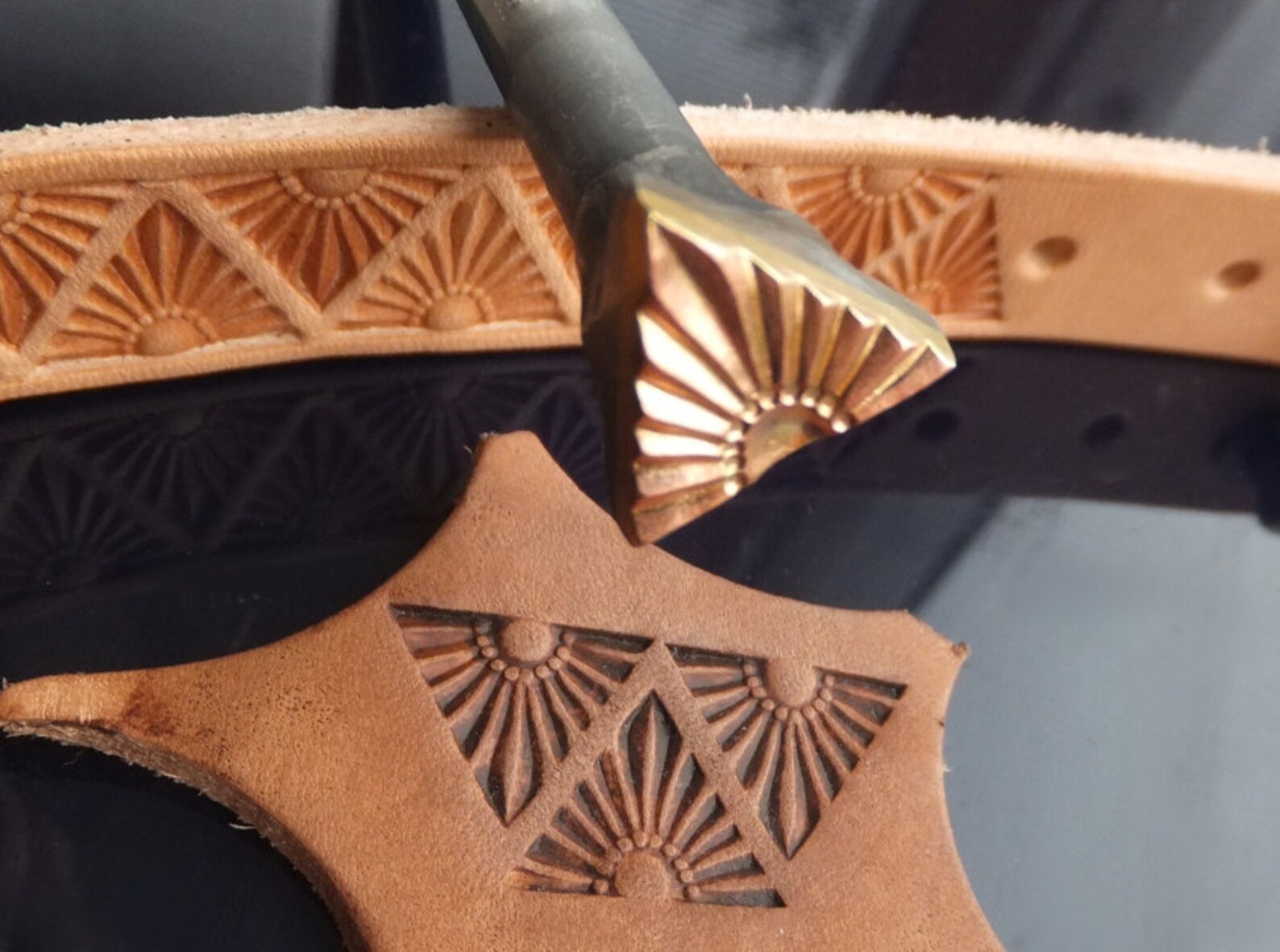 013-30 Sunrise Big Triangle BORDER Leather Stamp Saddlery Tool - Etsy