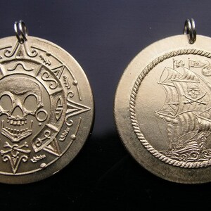 Large Caribic Treasure Nautic Pirate Medaillon Massive Solid Brass ...