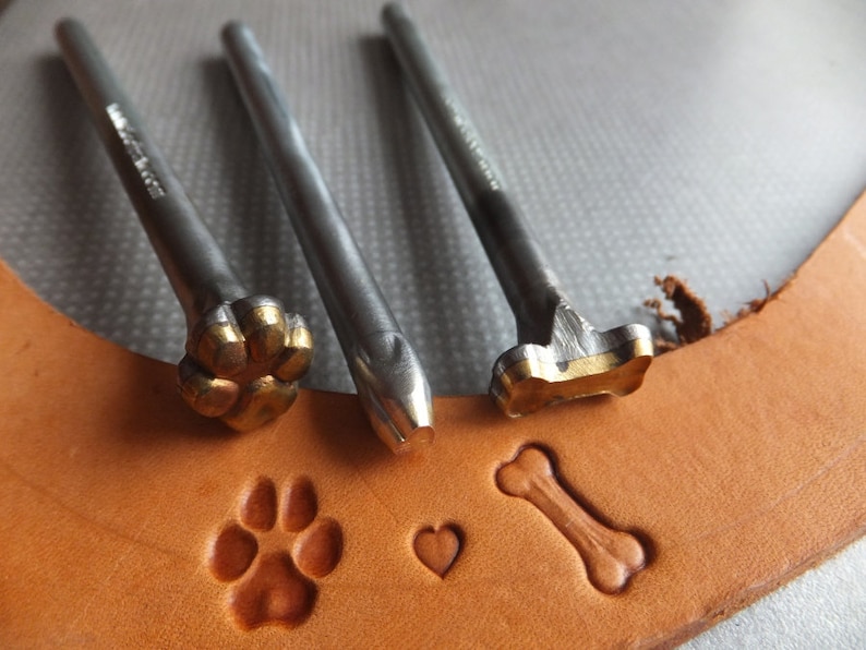 017-08 3 Pcs Set - Dog, Puppy Bone, Heart Mini Leather Stamp Saddlery ...