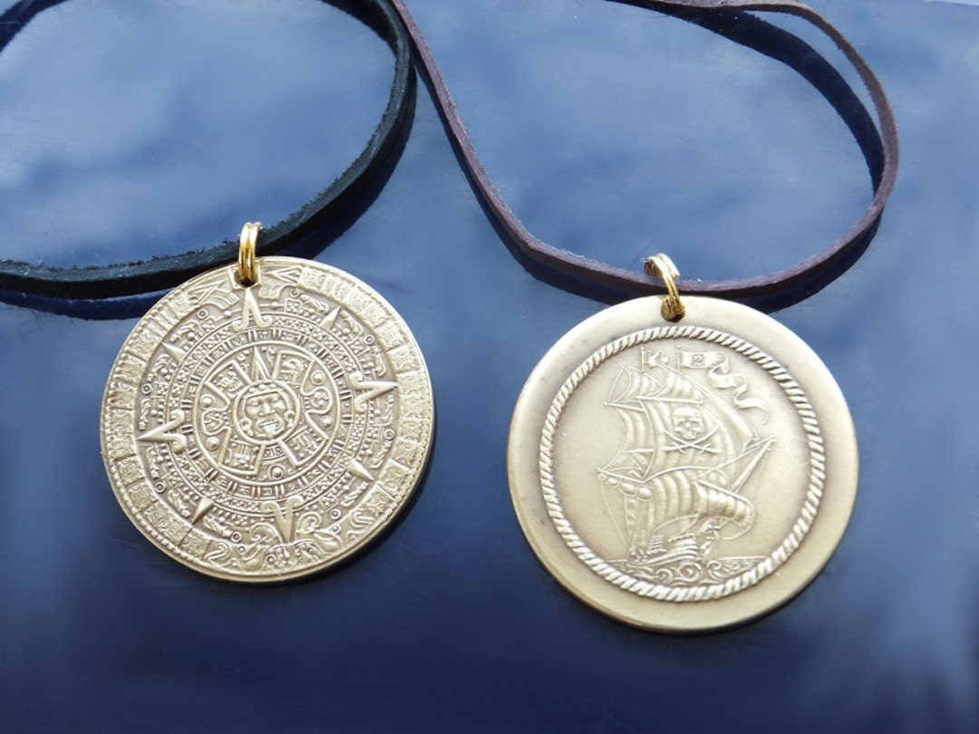 Aztec Calendar Medaillon Massive Solid Brass With Patina Pendant Medal ...