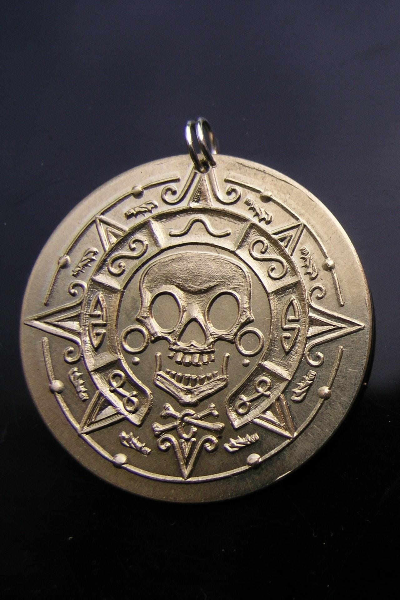 Large Caribic Treasure Nautic Pirate Medaillon Massive Solid Brass ...