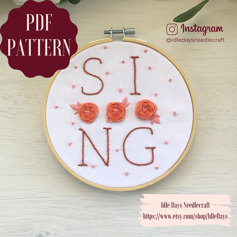 SING Beginner Pdf Embroidery PATTERN - Etsy