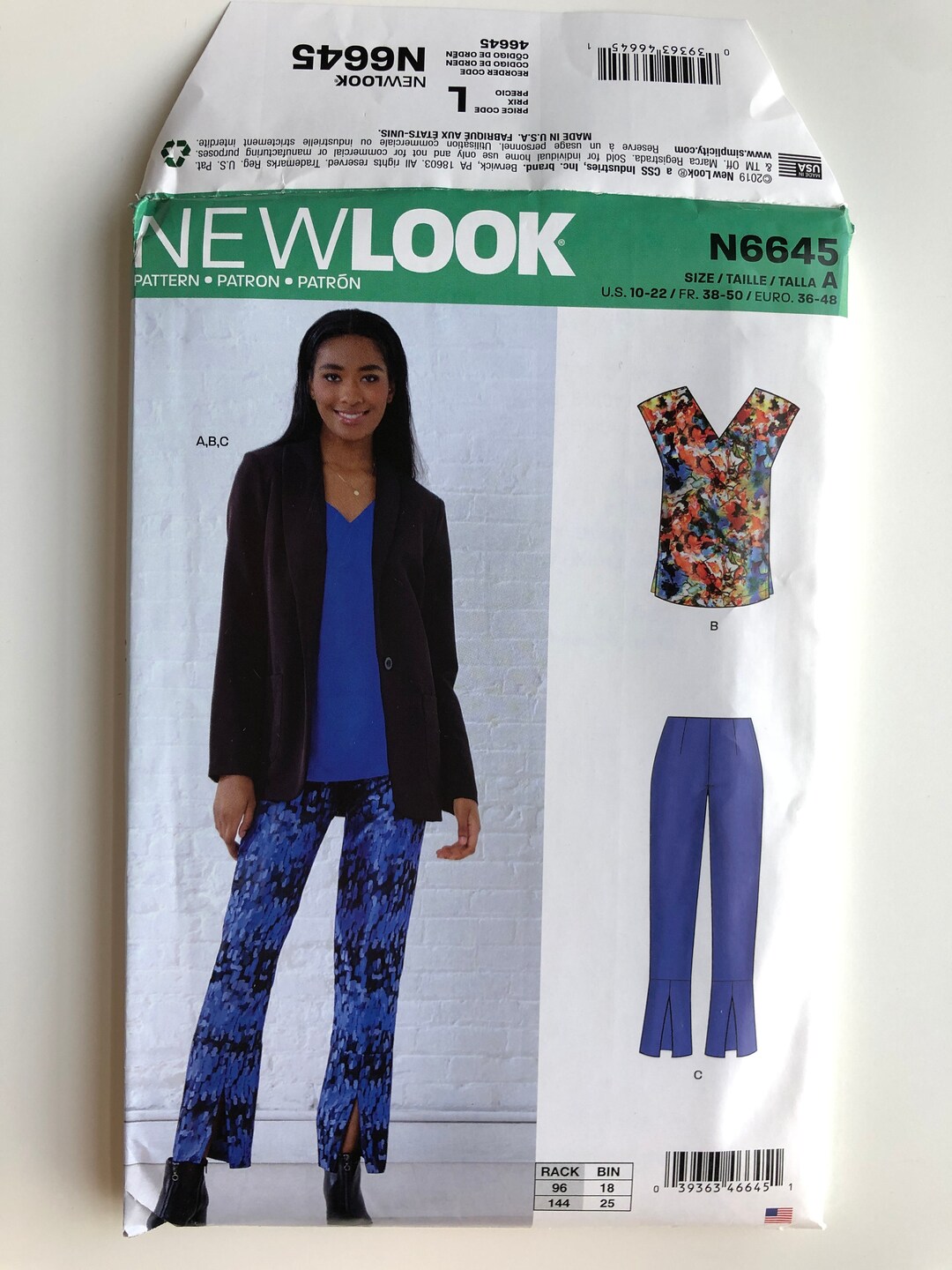 New Look N6645 Jacket, Top and Pants Sewing Patterns Sizes 10 22 Uncut ...
