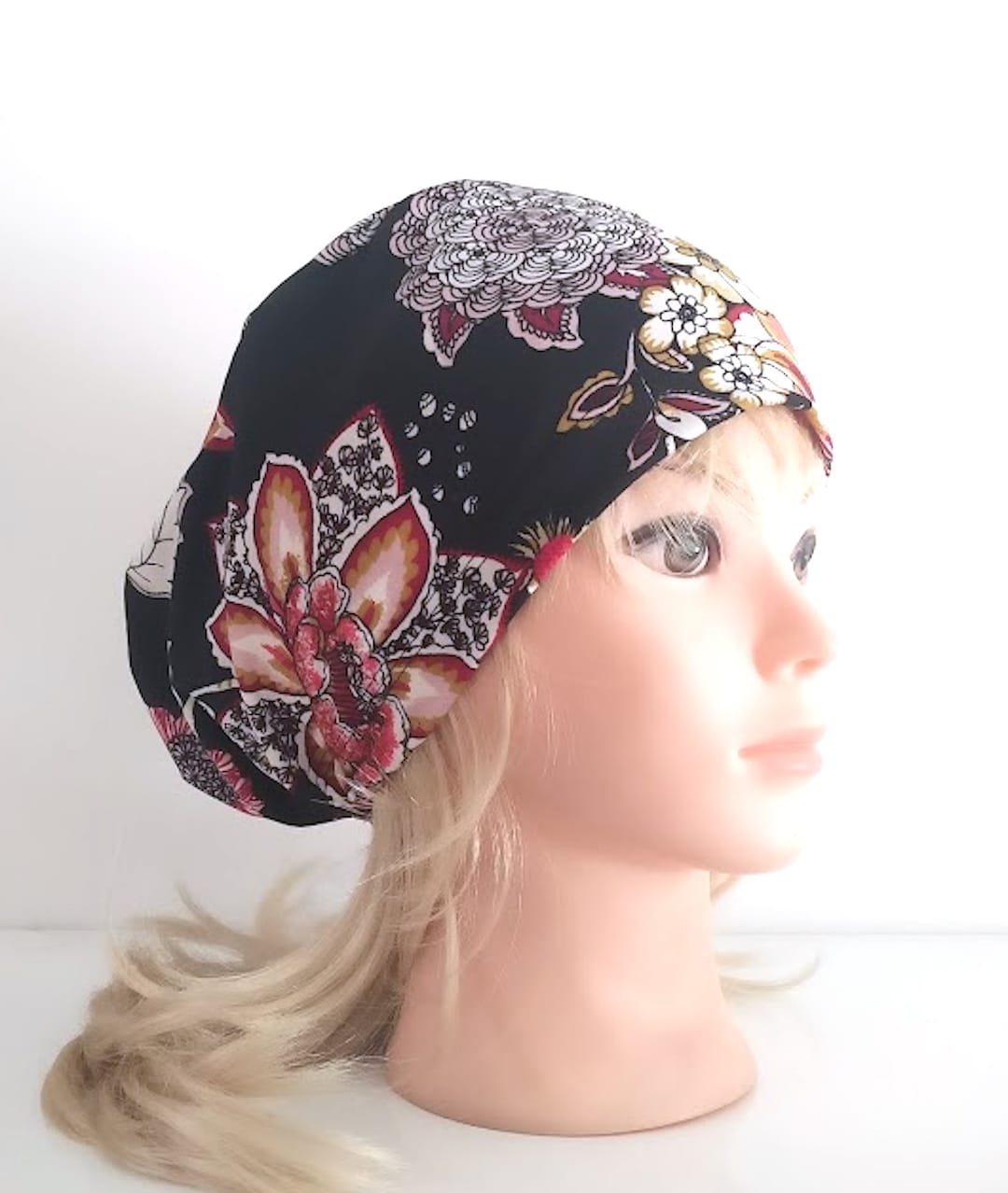 Stretchy Scrub Cup, Surgical Euro Hat, Black, Handmade Quick Ship USA ...