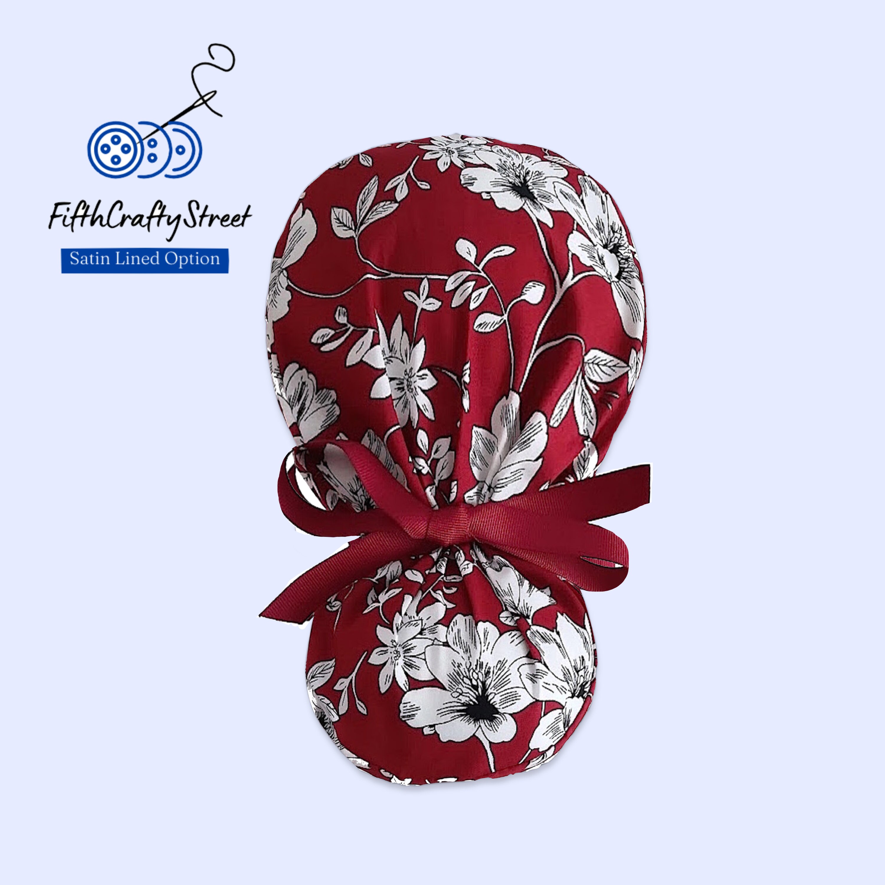 Fall Ponytail Scrub Cap for Women - Floral Surgical Cap Satin Lined Option