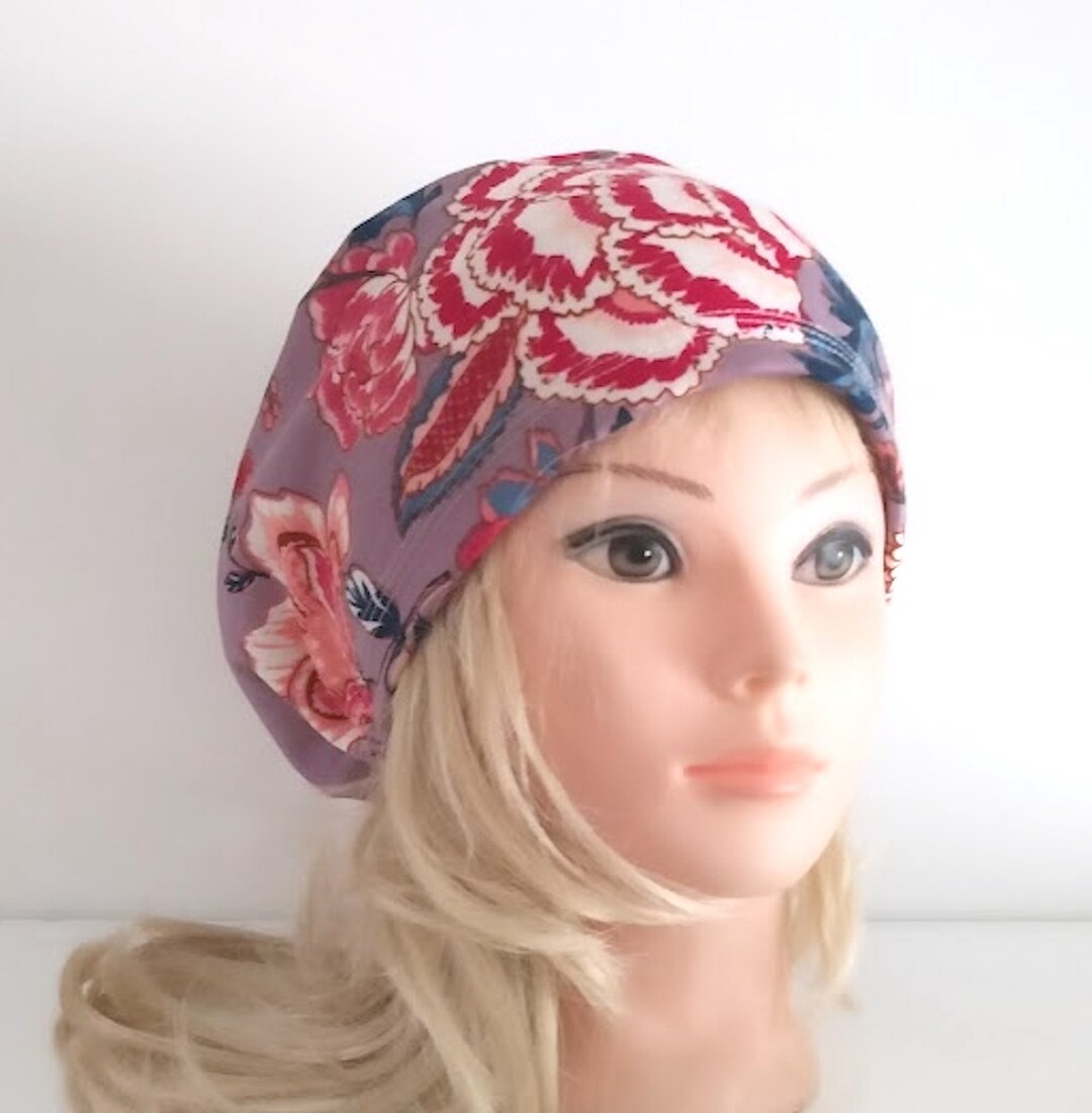 Surgical Euro Scrub Hat, Purple Stretchy Scrub Cup, Handmade Quick Ship ...