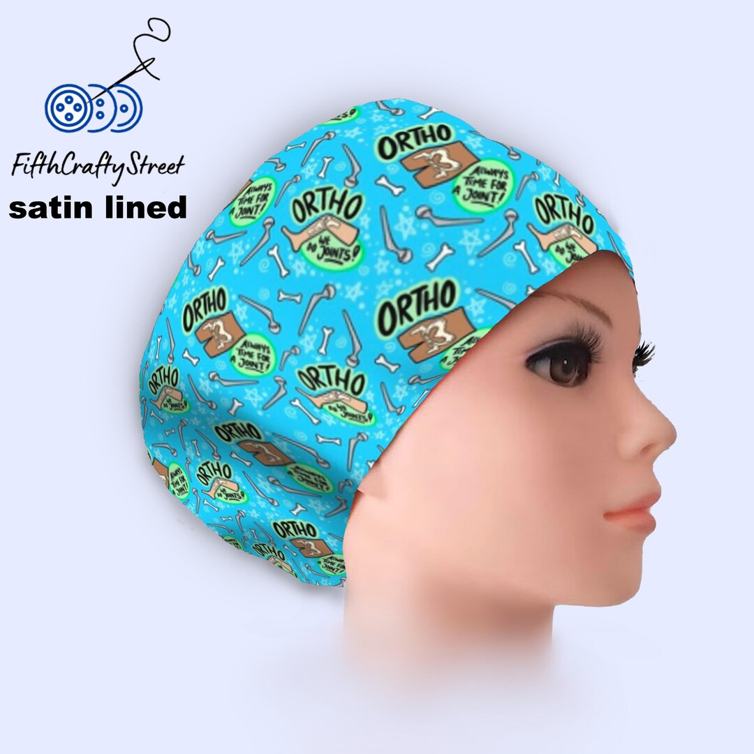 Ortho Joints Blue - Euro Scrub Cap Satin Lined - Adjustable - - Etsy