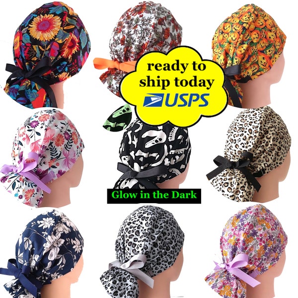 Ponytail Scrub Cap - Etsy