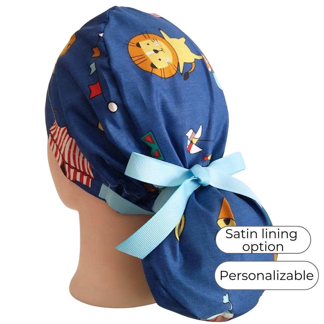 Circus Numbers Ponytail Scrub Cap: Satin Lined Cotton Surgical Cap - Etsy
