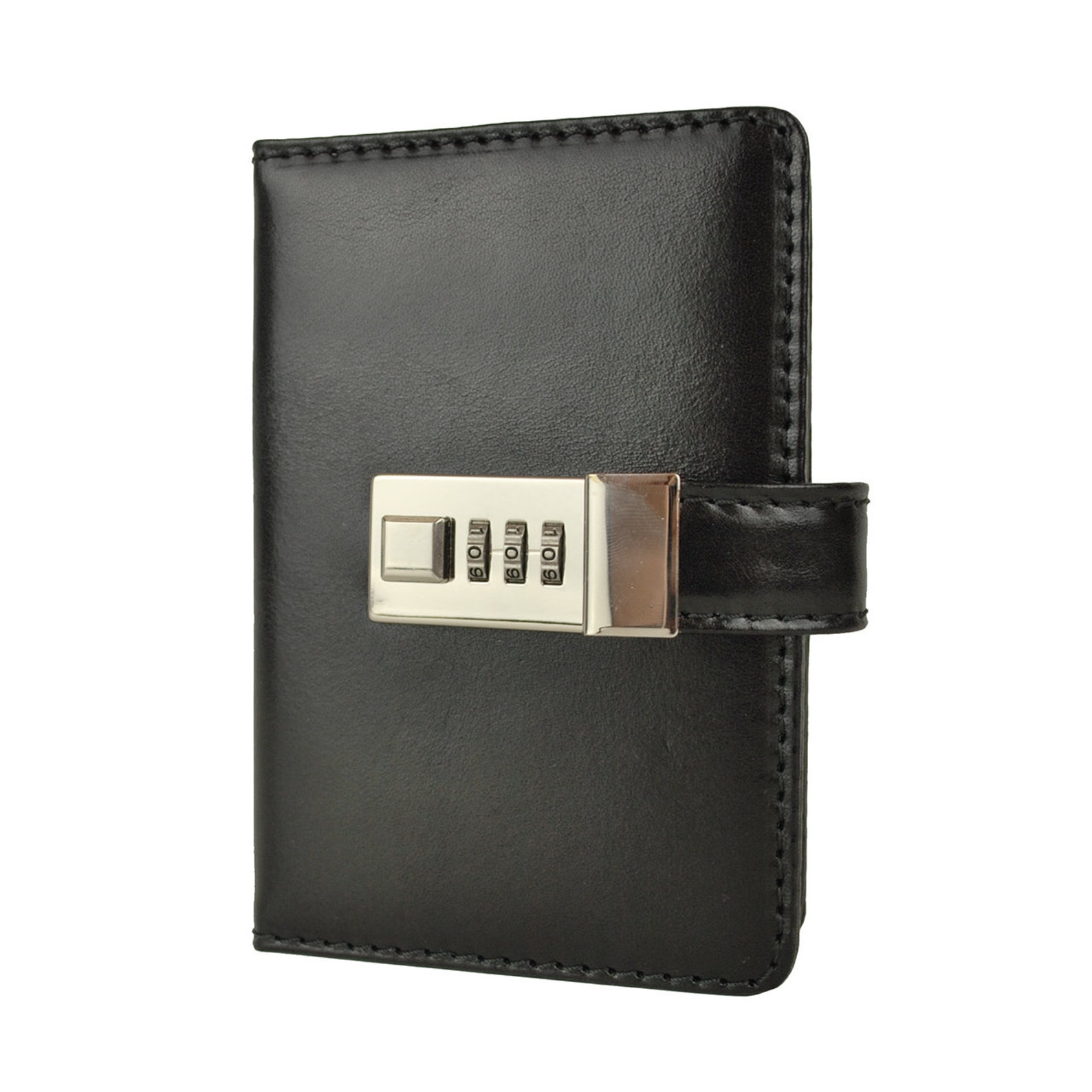 Small leather notebook with password lock in Black color | Etsy
