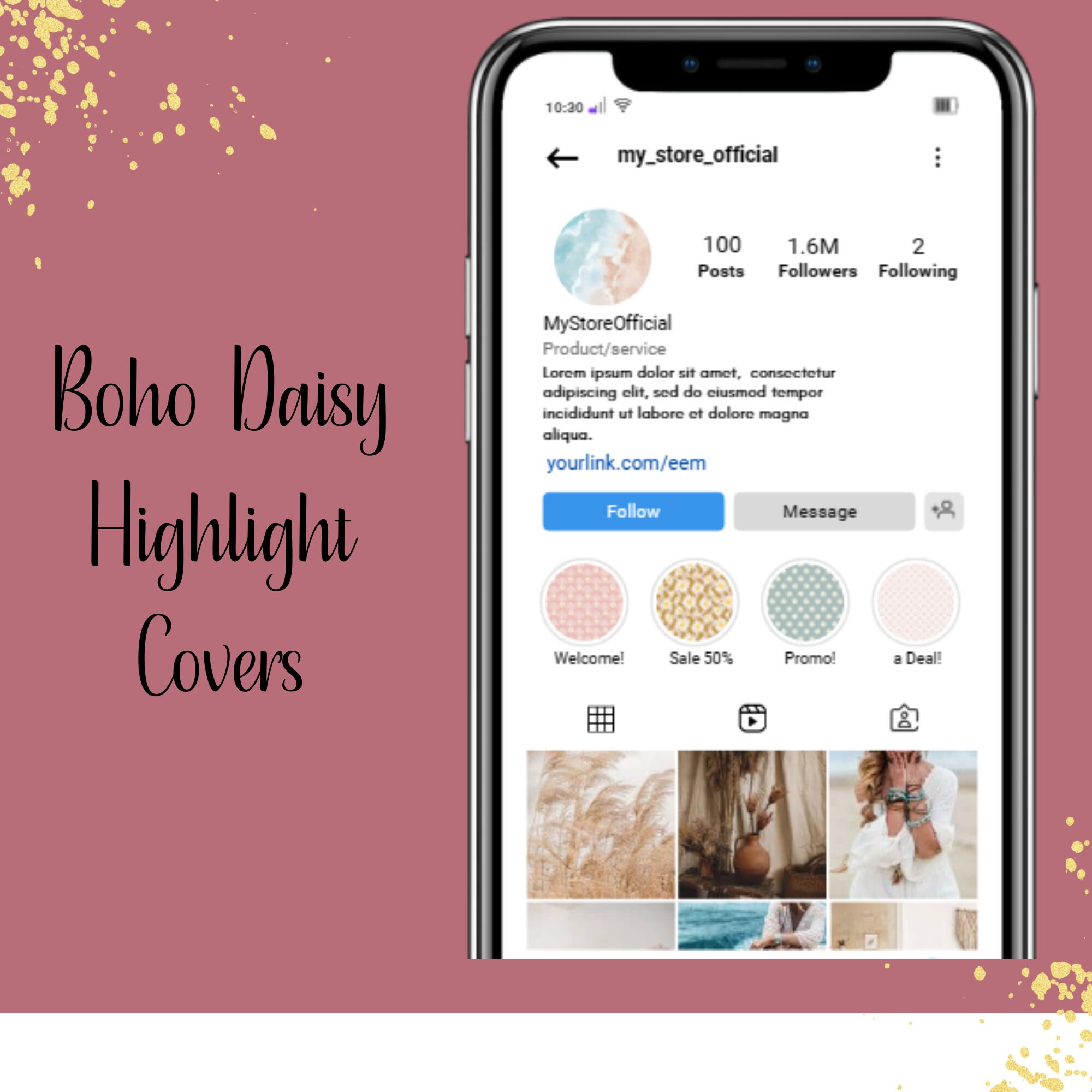 Boho Daisy Instagram Highlight Covers, Highlight Covers, Boho Aesthetic, Daisy Story Icons, Boho ...