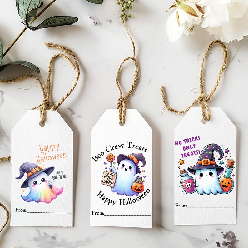 Printable Halloween Favor Tags, Kid Goodie Bag, Halloween Party Treat ...