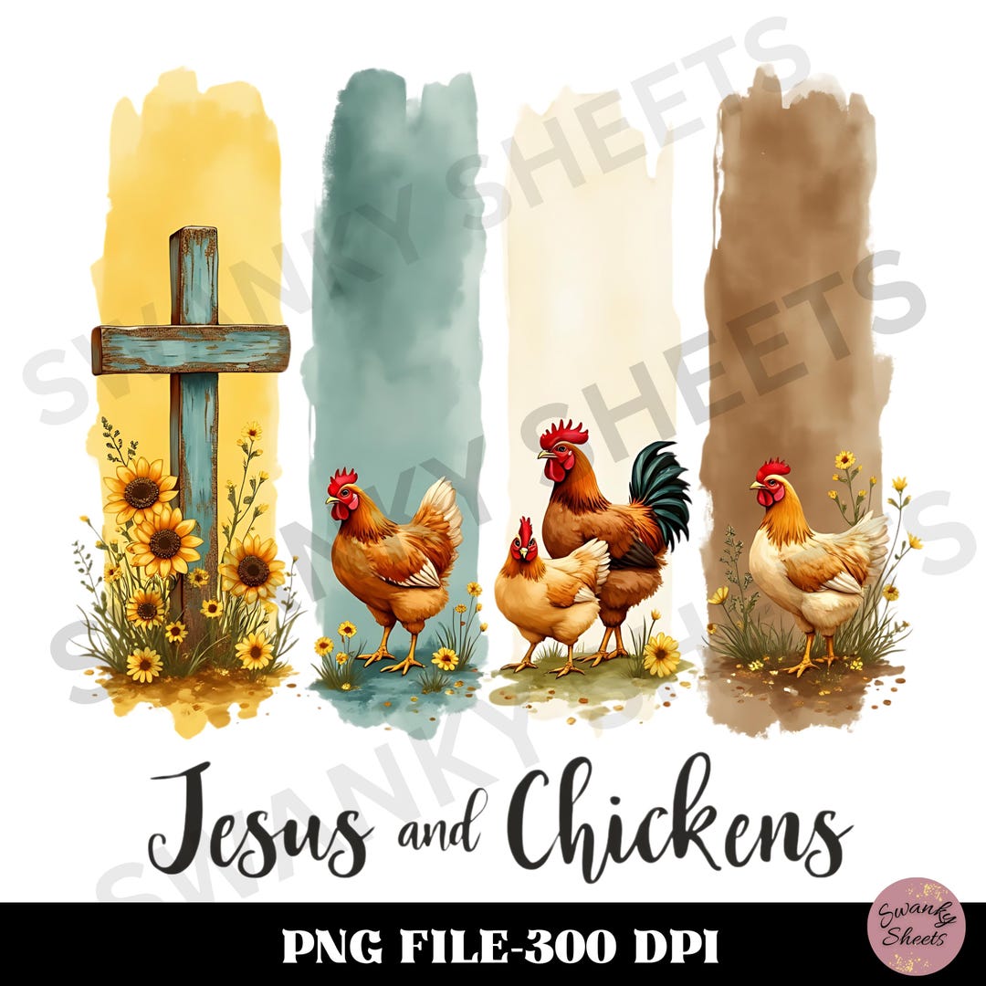 Jesus and Chickens Brushstroke PNG: Country Girl Design (digital ...