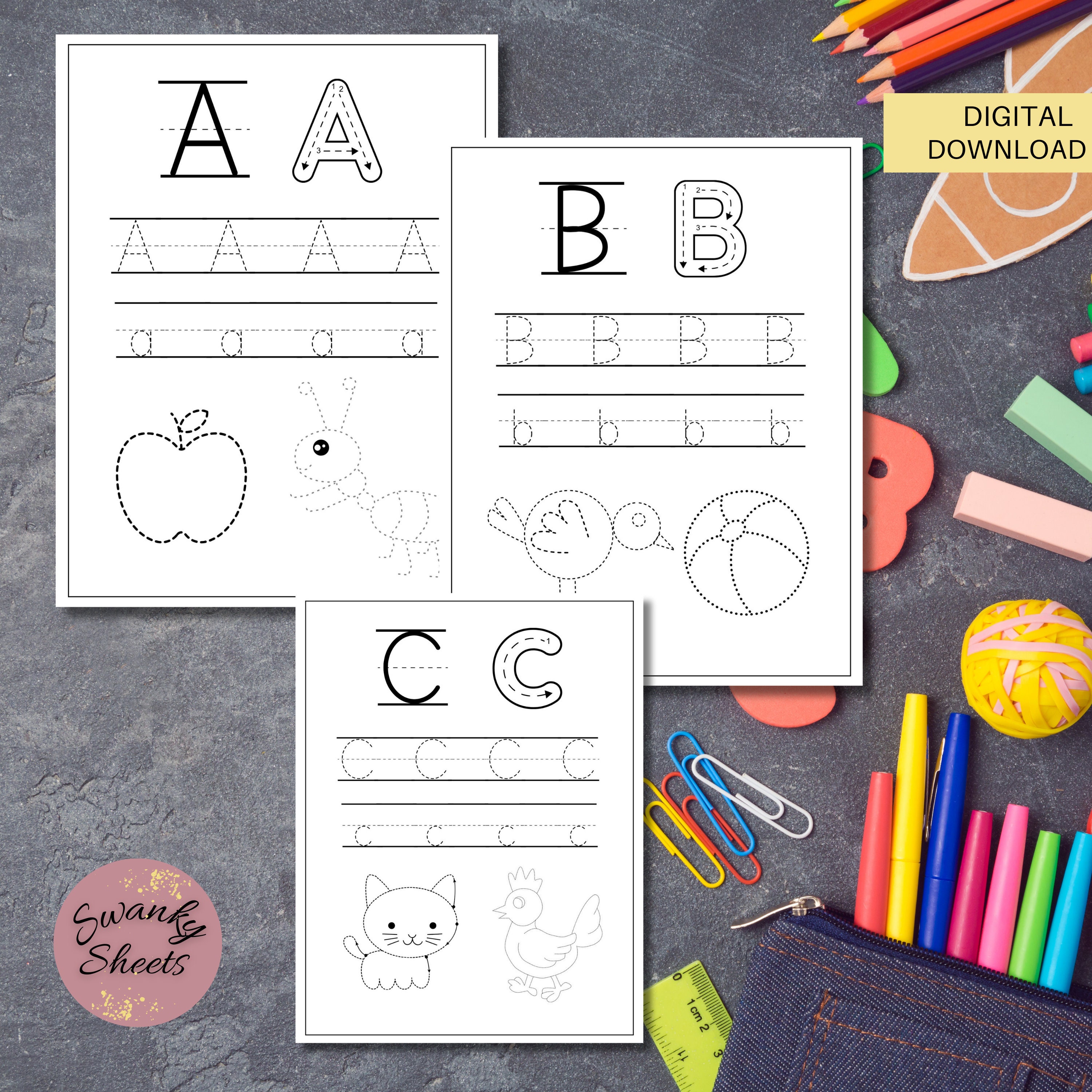 ABC Tracing Worksheet, Alphabet & Number Tracing, Tracing Printable ...