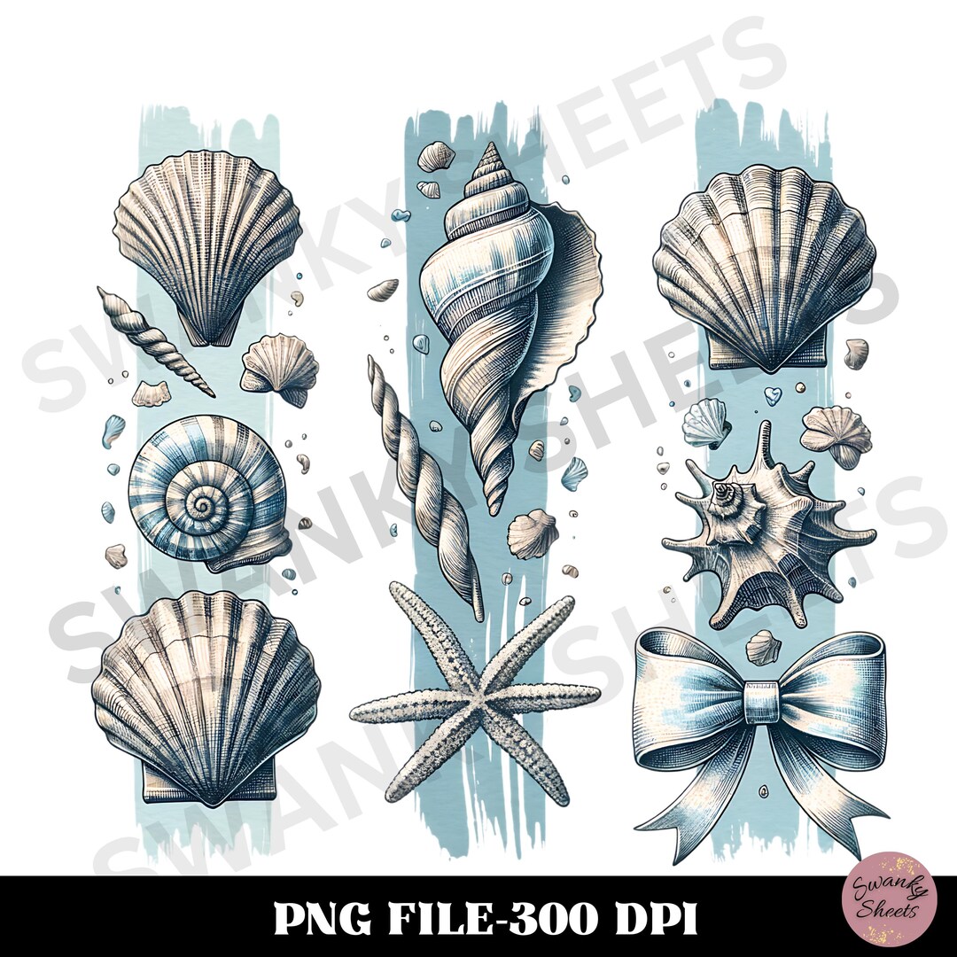 Seashell Coquette Brushstroke PNG, Beach PNG, Coastal Png, Summer ...