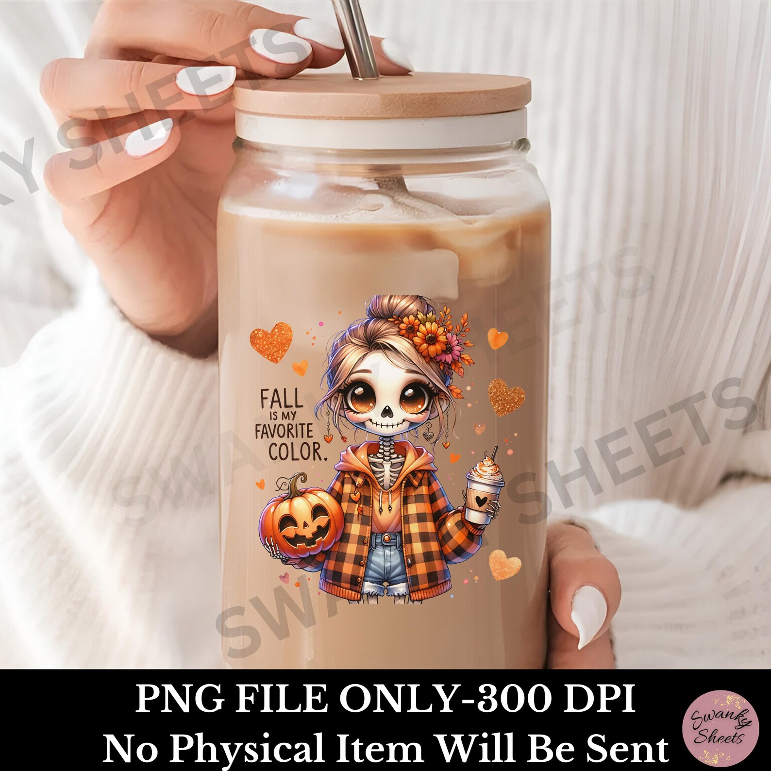 Cute Fall Skeleton Girl PNG, Cozy Autumn Clipart, Fall Vibes Design ...