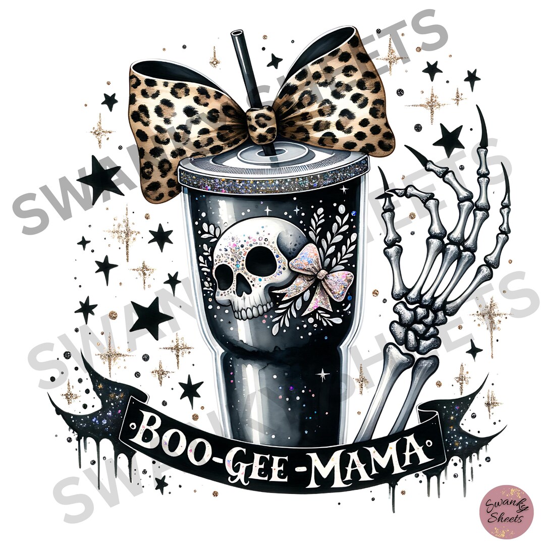 Watercolor Boo-gee Mama Tumbler PNG, Halloween Skull, Spooky Mama PNG ...