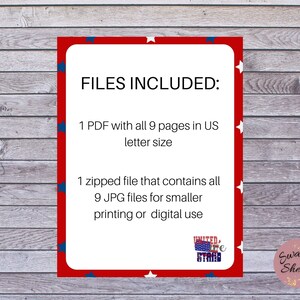 Patriotic Printable Stationary Paper Set US Letter Size Pdf-instant ...