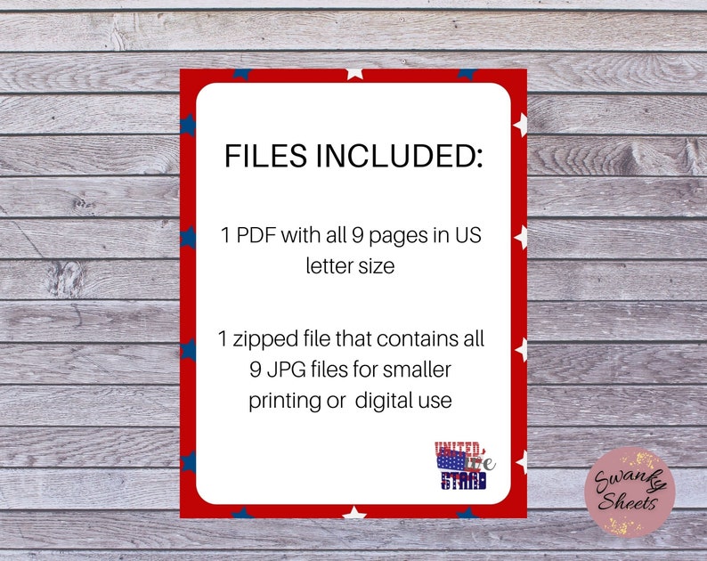 Patriotic Printable Stationary Paper Set US Letter Size Pdf-instant ...