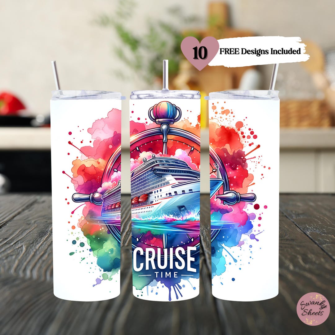 Cruise Time 20oz Seamless Tumbler Wrap, Vibrant Cruise Design ...