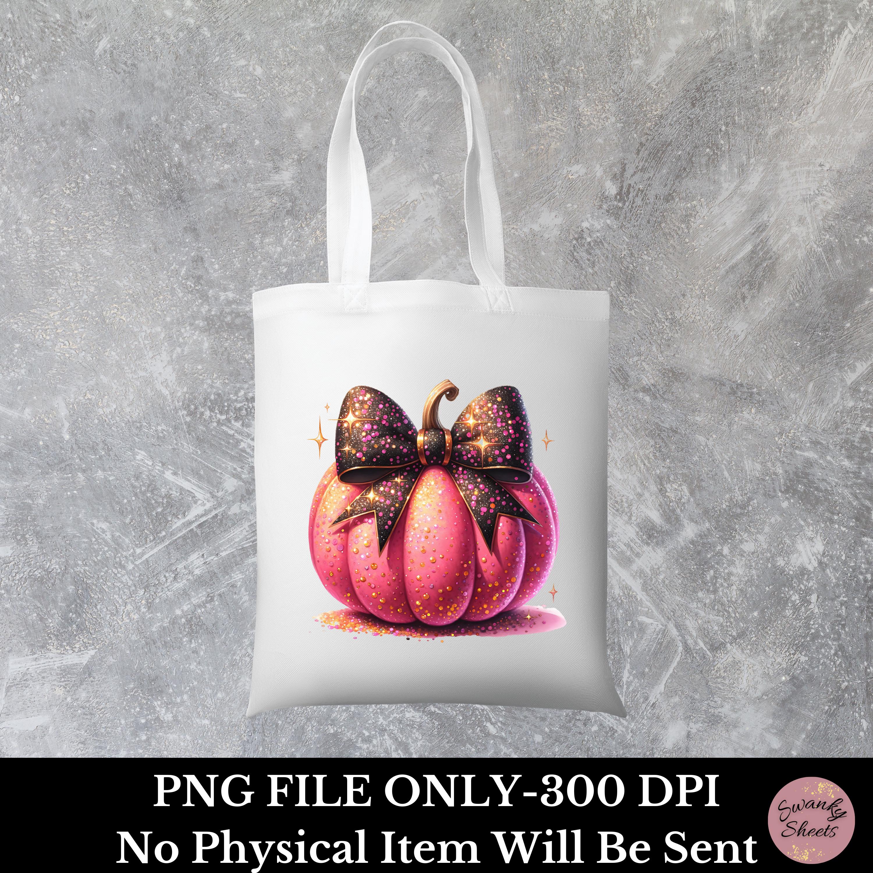 Pink Glittery Pumpkin Clipart, Gold Glitter, Coquette Bow PNG, Festive ...