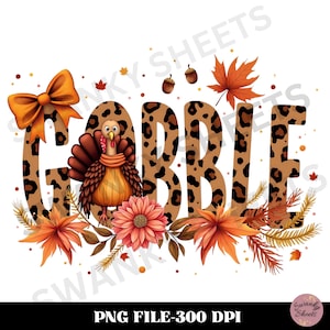 Thanksgiving Turkey PNG: Gobble Coquette Sublimation Design (digital ...