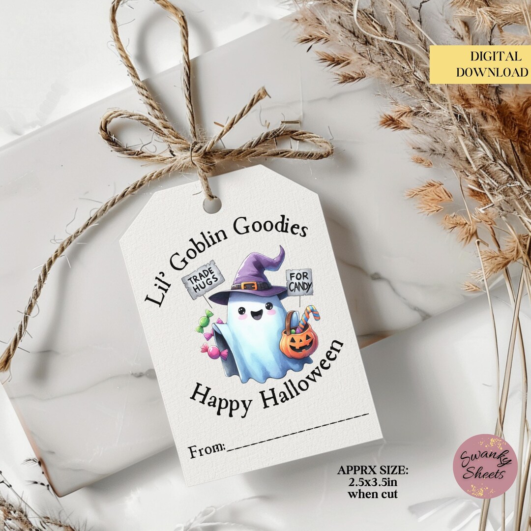 Printable Halloween Favor Tags, Kid Goodie Bag, Halloween Party Treat ...